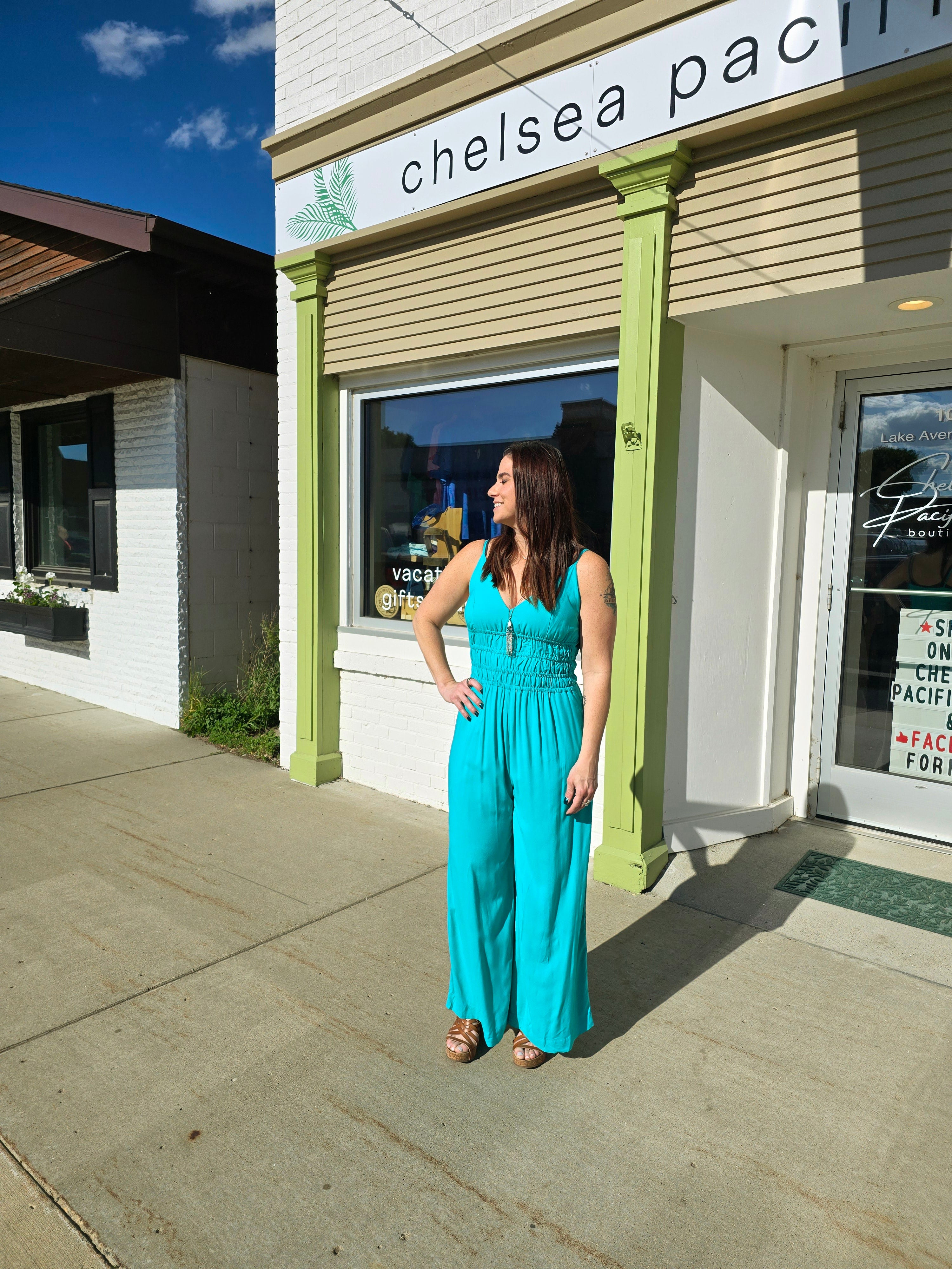 Opal Jumpsuit - Aqua – Chelsea Pacifica