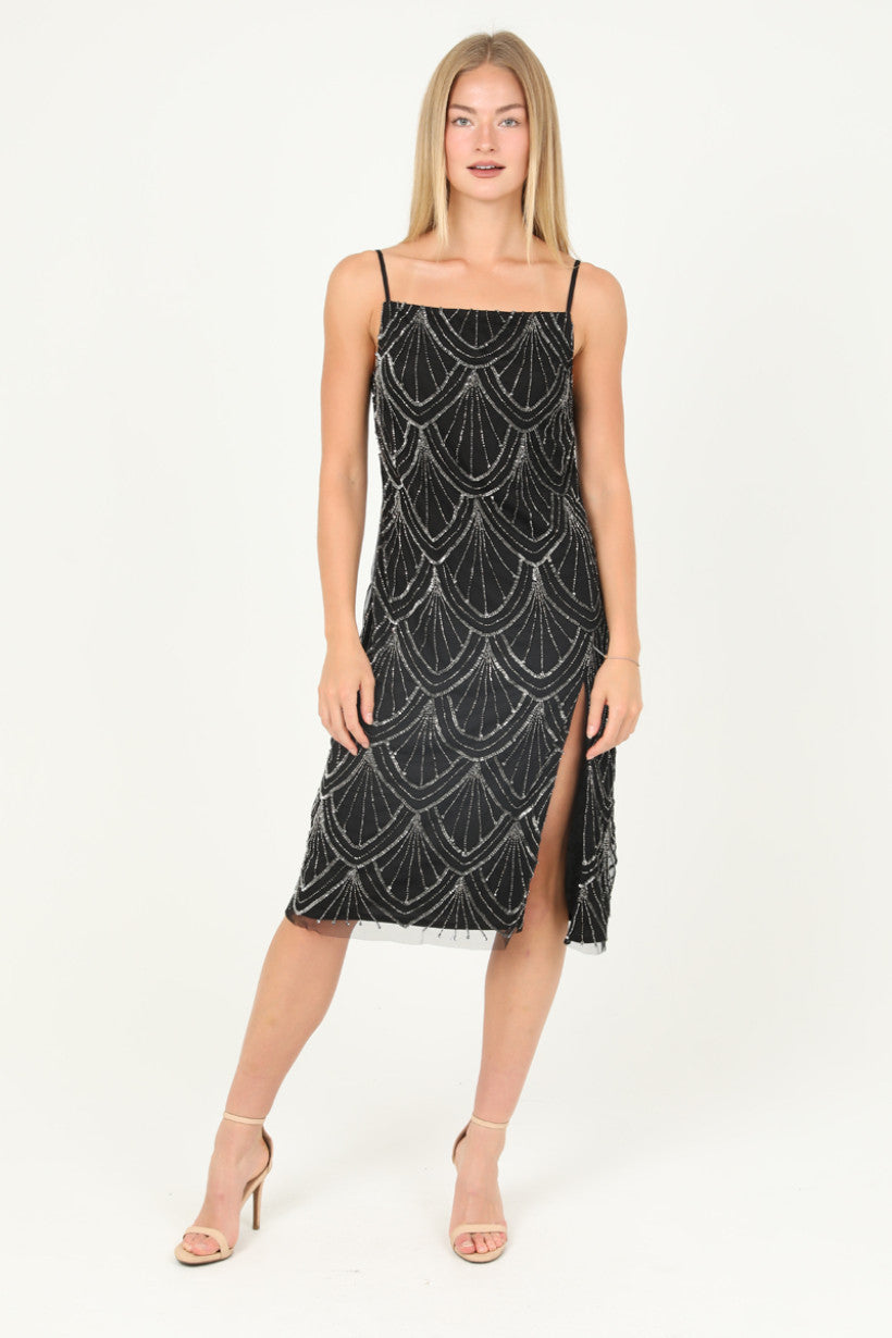 Black Tie Back Midi Sequin Dress – Chelsea Pacifica